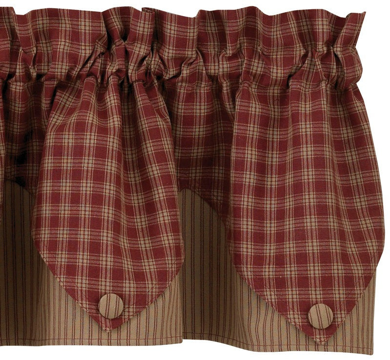 Sturbridge Wine Lined Point Valance Curtains - Pine Hill Collections